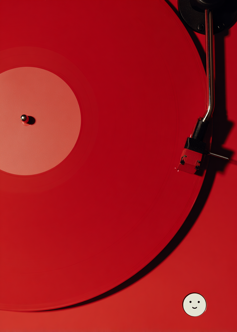 Red Vinyl on Turntable Photo on Lummi