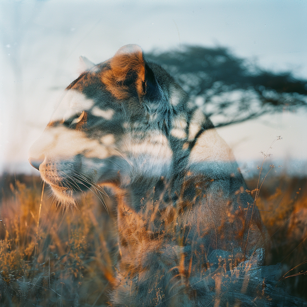Surreal Tiger and Landscape Overlay Photo on Lummi