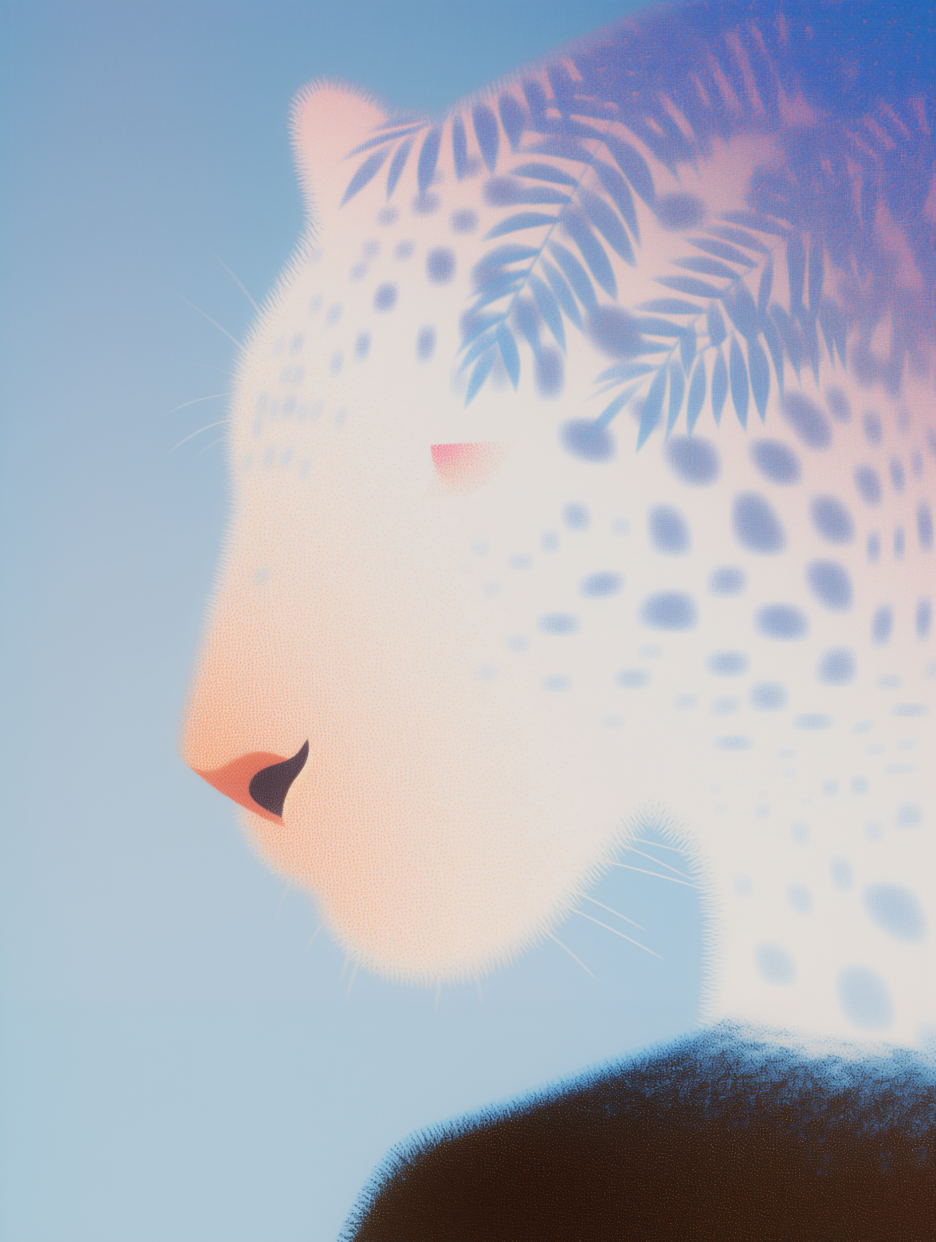 Stylized Leopard in Pastel Colors Illustration on Lummi