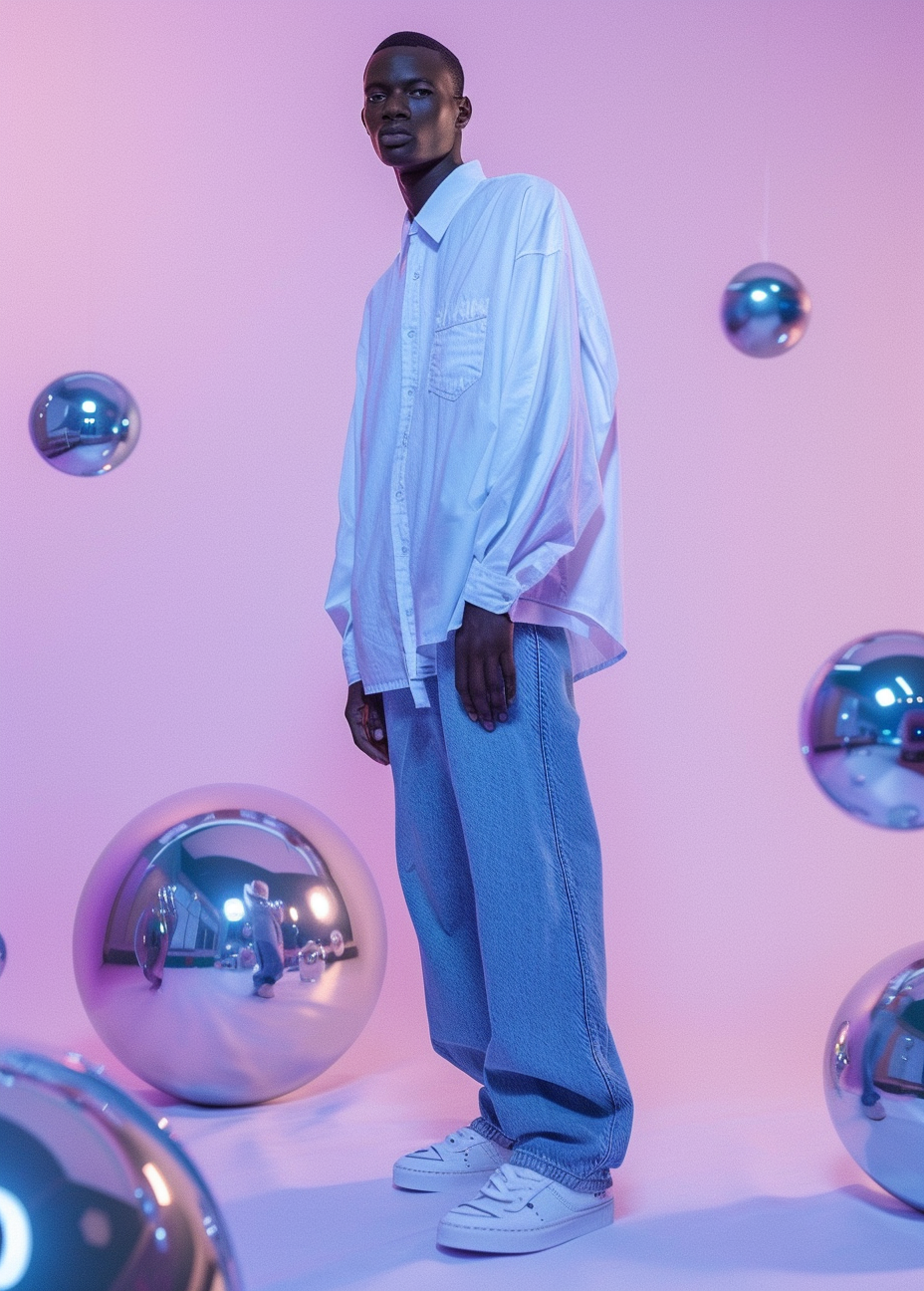Contemporary Street Style with Reflective Spheres Photo on Lummi