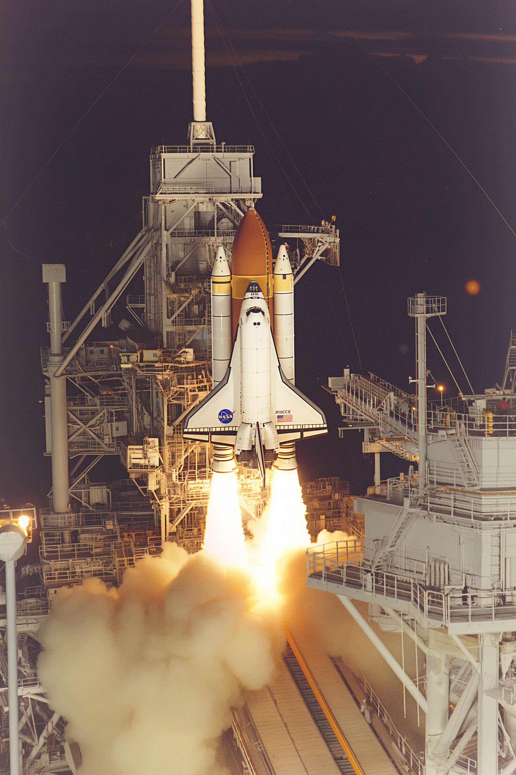Space Shuttle Discovery Launch at Night Photo on Lummi