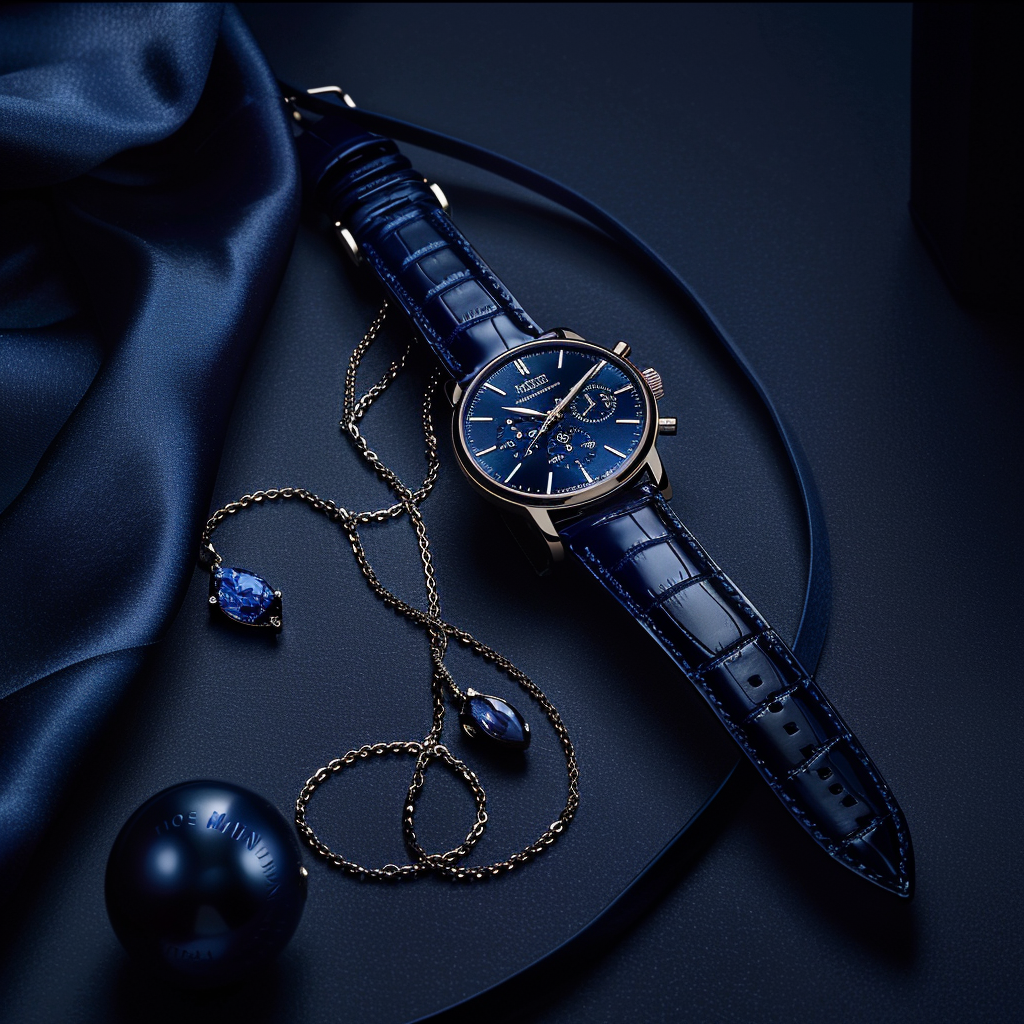 Elegant Blue and Gold Wristwatch Composition Photo on Lummi