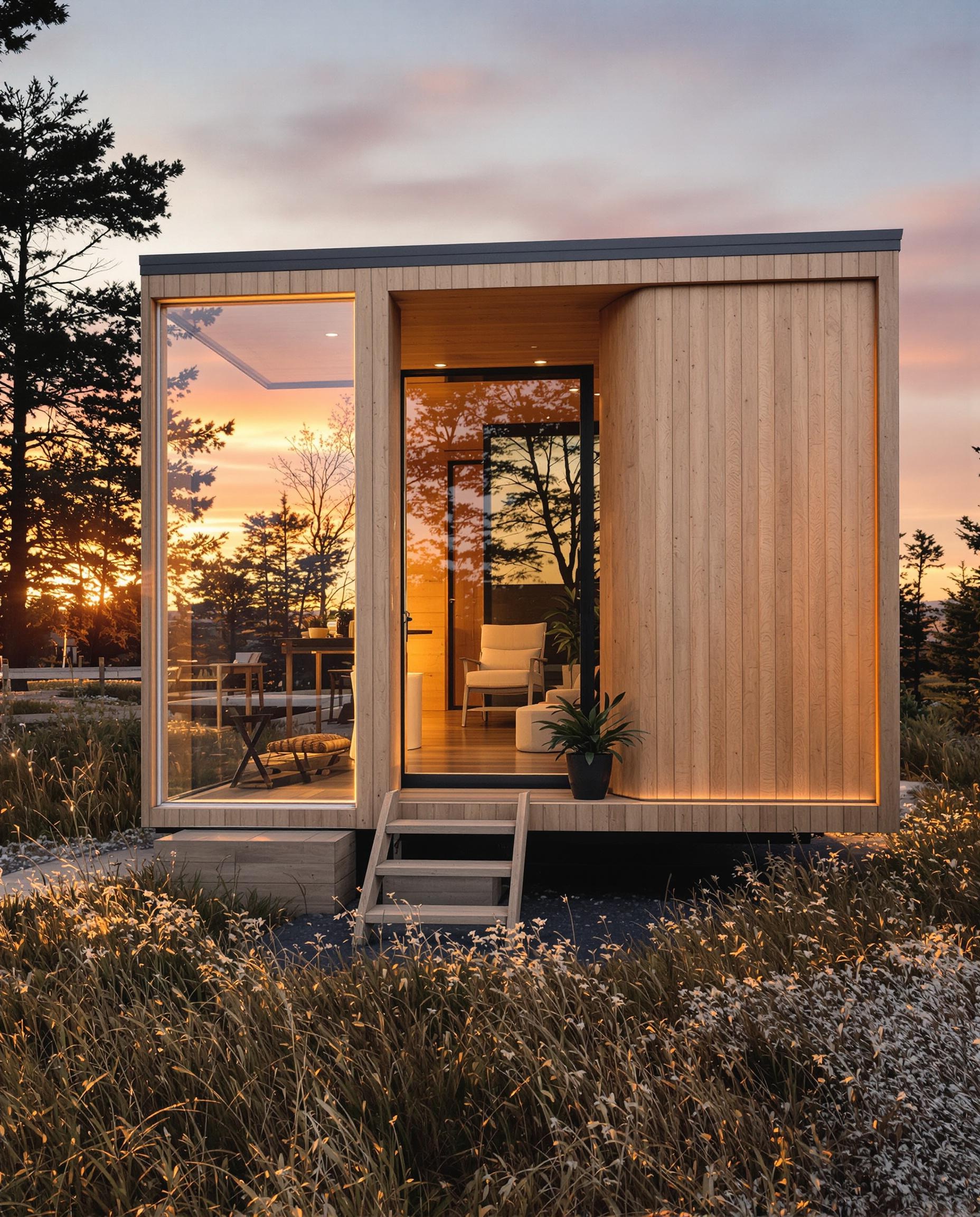 Modern Tiny House Sunset Photo on Lummi