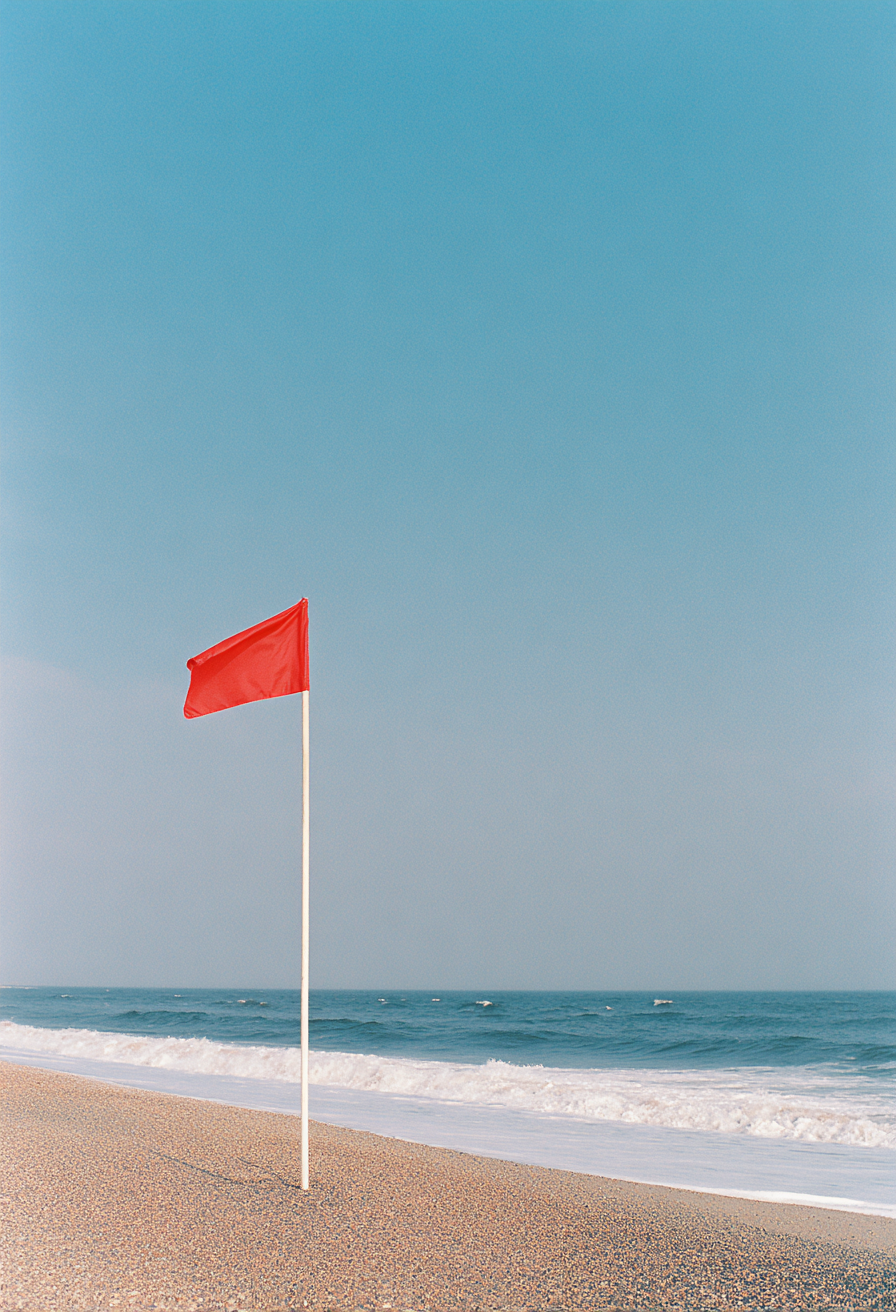 Red Flag on Beach Photo on Lummi