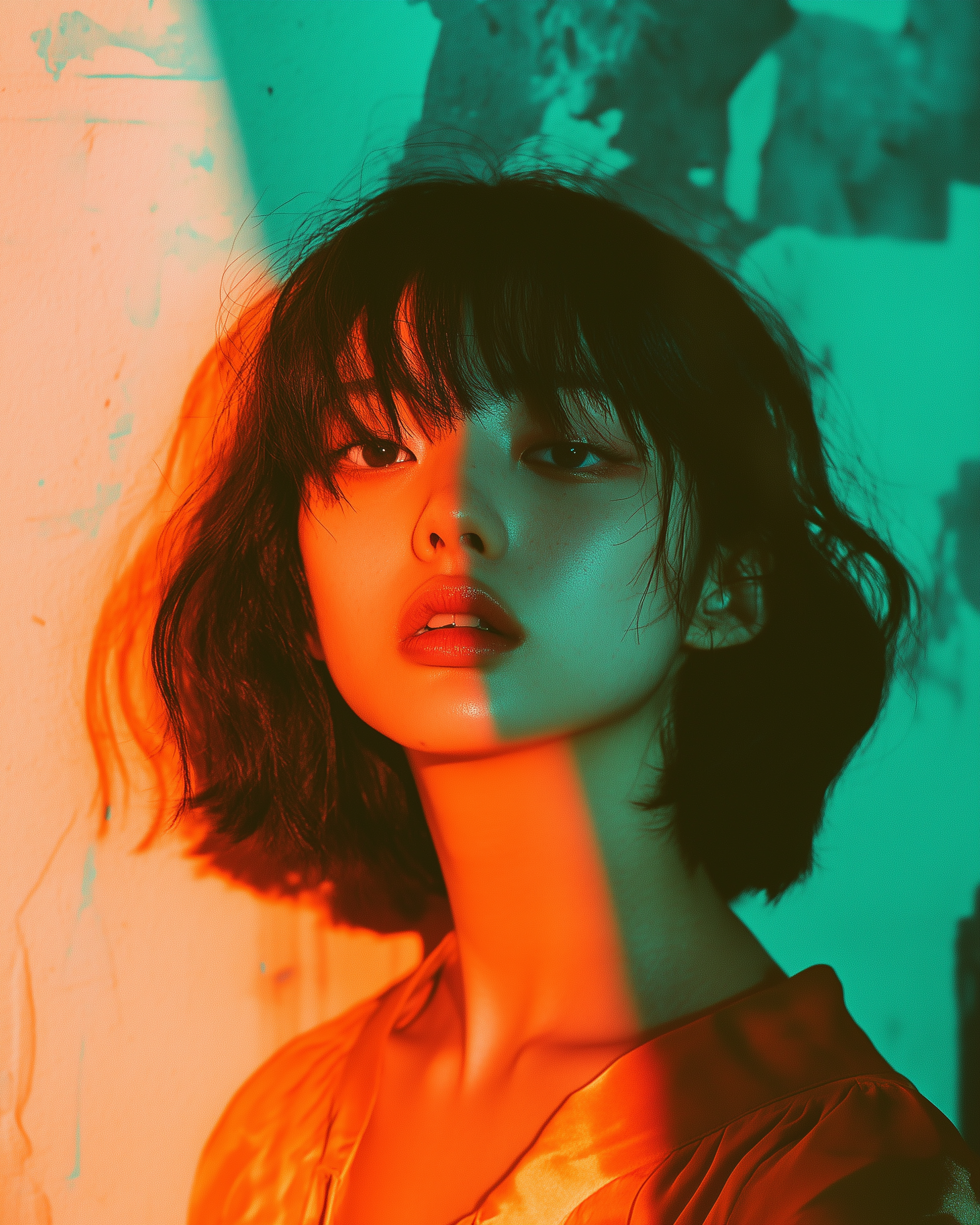 Dramatic Portrait with Orange and Teal Lighting Photo on Lummi