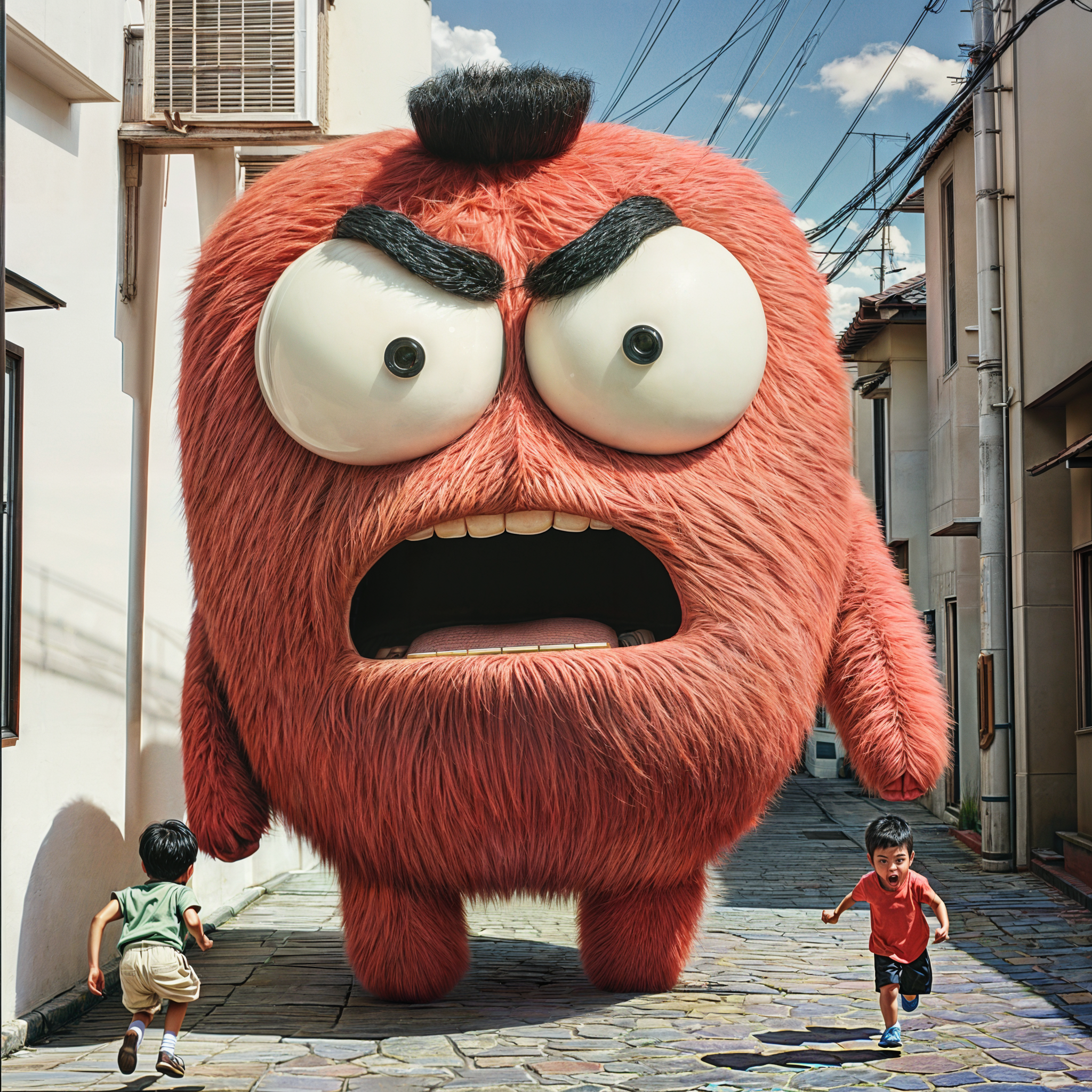 Whimsical Monster Chase 3D Image on Lummi