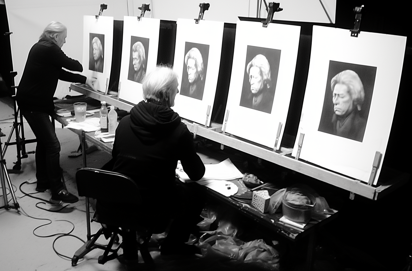 Progression of Mastery - Artist at Work on Portrait Series Photo on Lummi