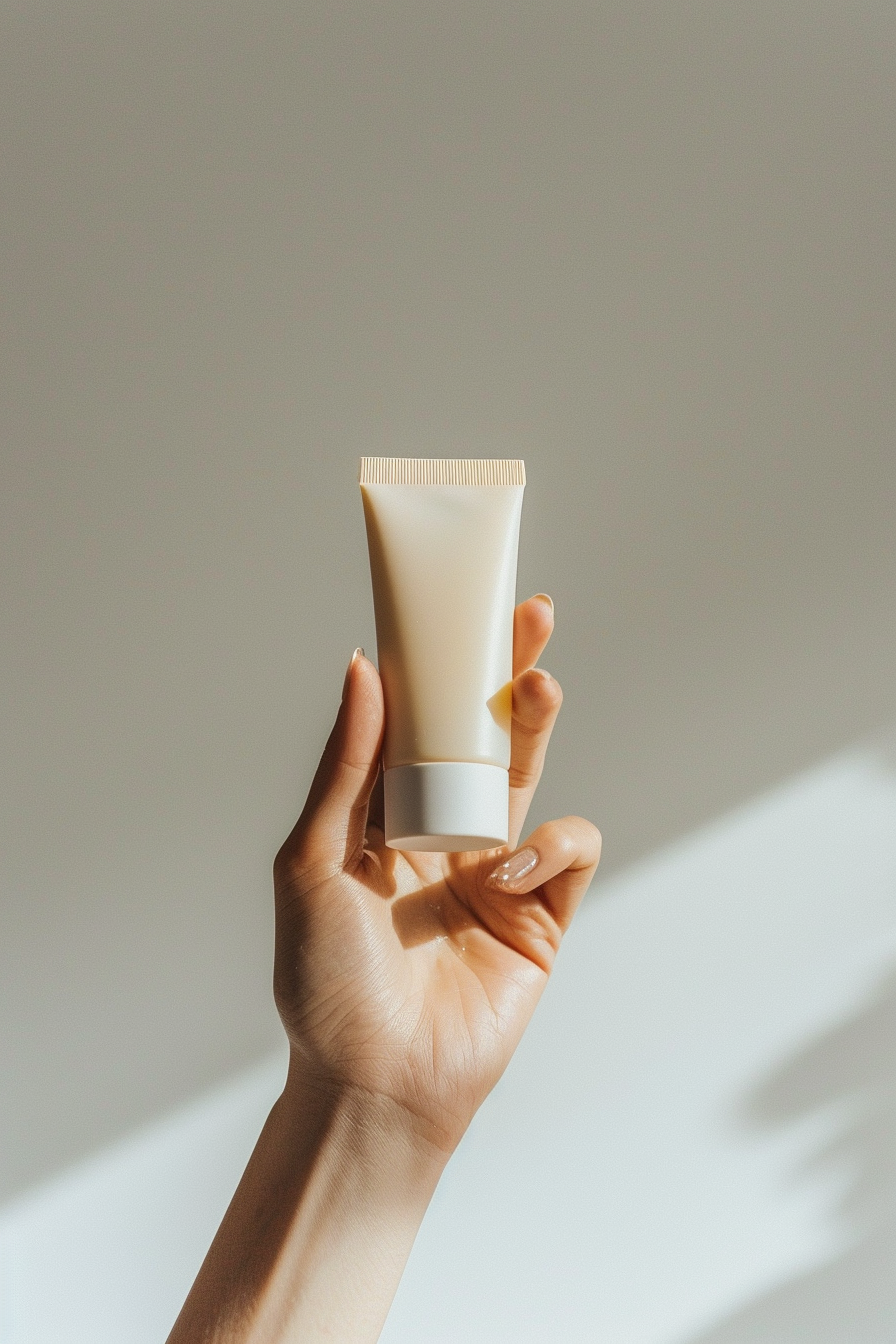 Elegant Hand Holding Skincare Product Photo on Lummi