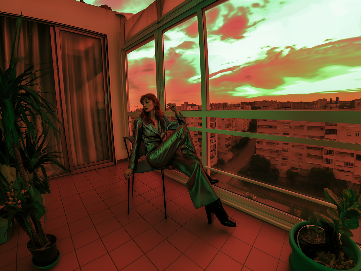 Contemplative Woman Overlooking Sunset Cityscape Photo on Lummi