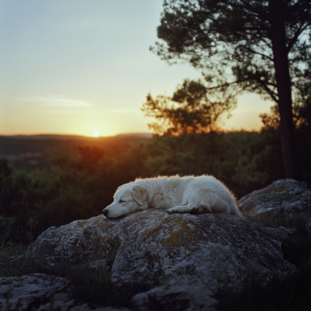 Serene Dog at Sunset Photo on Lummi