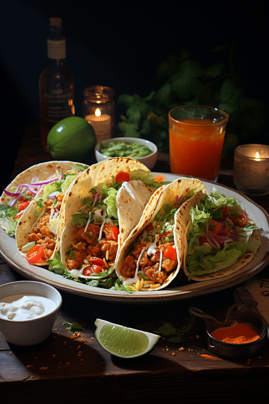Rustic Mexican Tacos with Seasoned Meat and Creamy Sauce Photo on Lummi