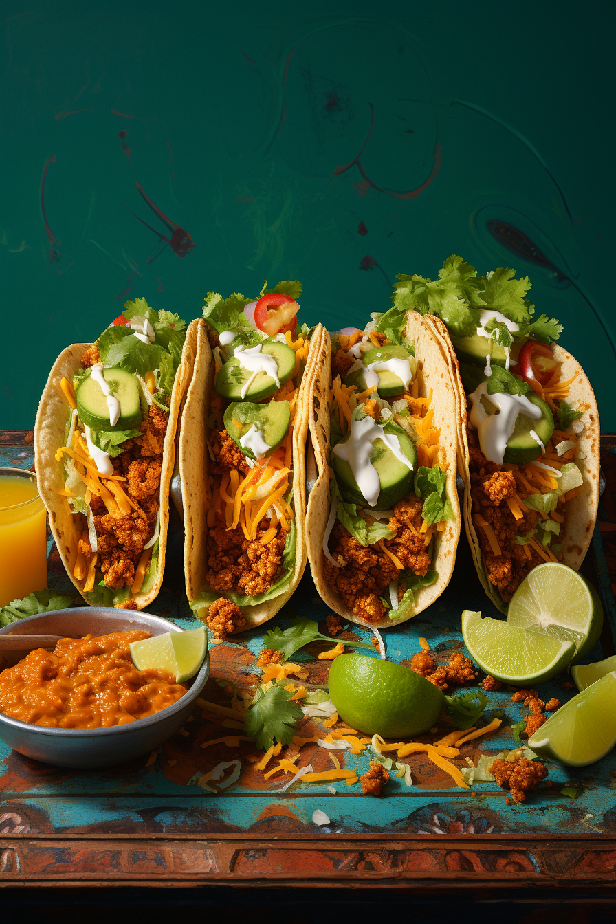 Rustic Trio of Spiced Tacos with Avocado and Lime Photo on Lummi