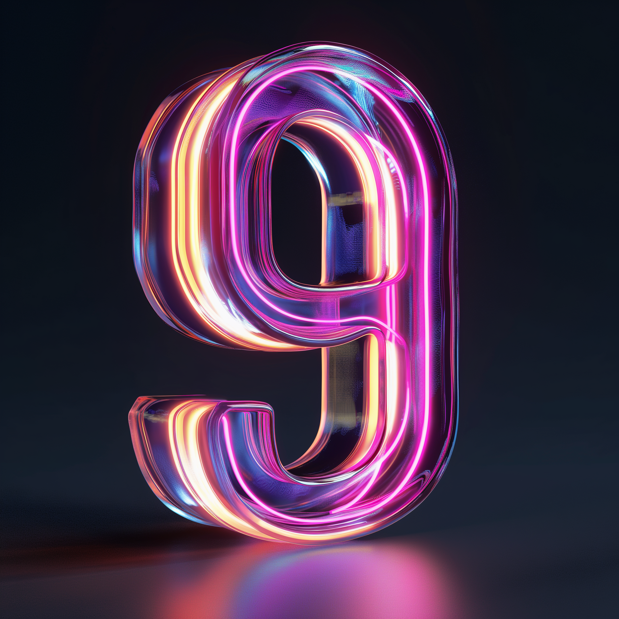 Neon Glow Number 9 3D Image on Lummi