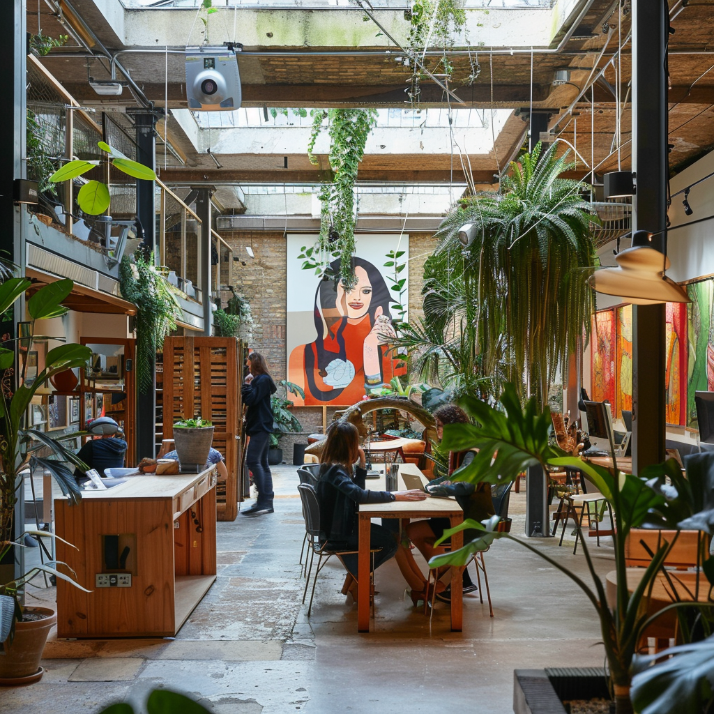 Creative Indoor Space with Art and Greenery Photo on Lummi