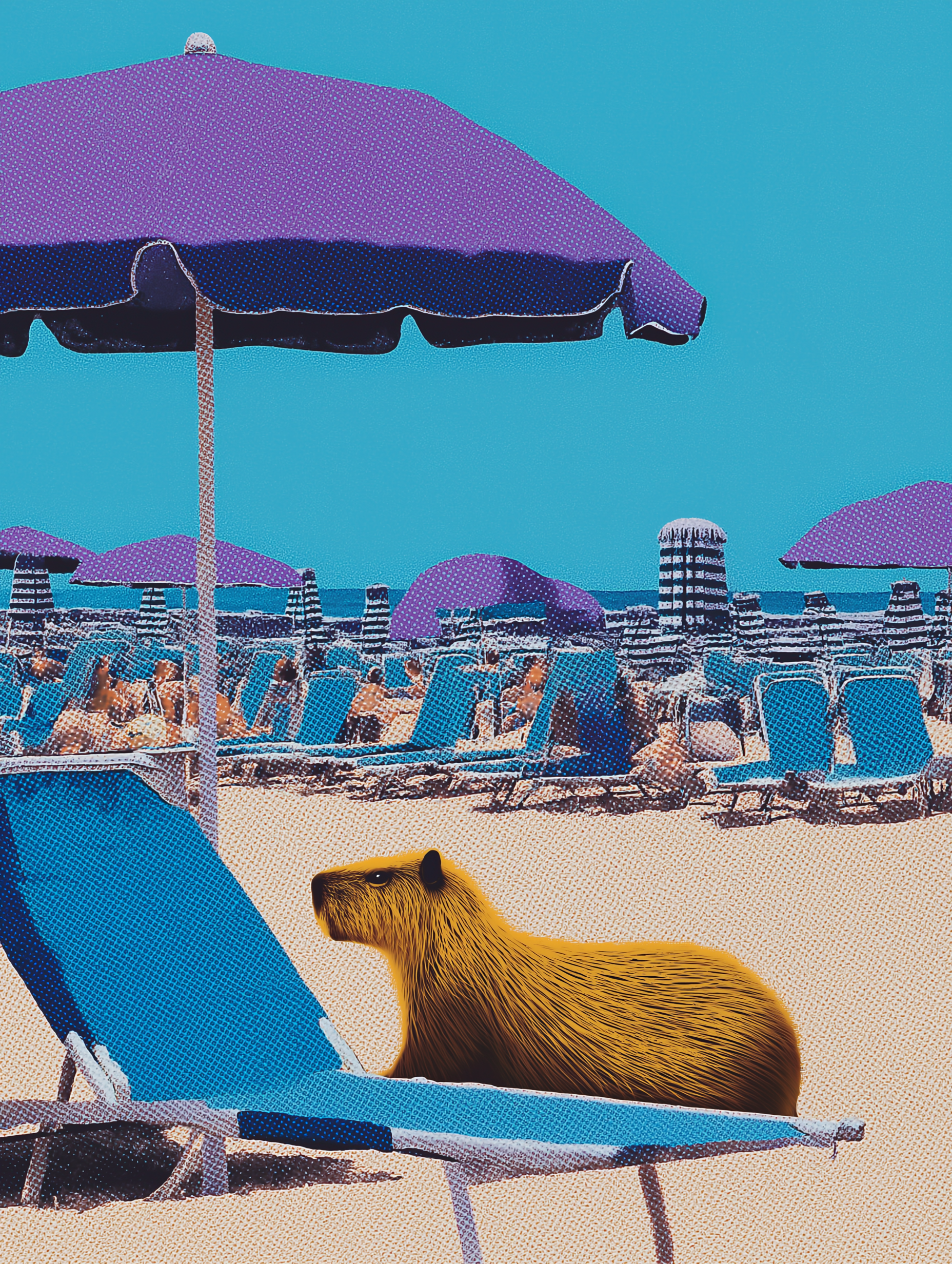 Capybara Beach Day Illustration on Lummi