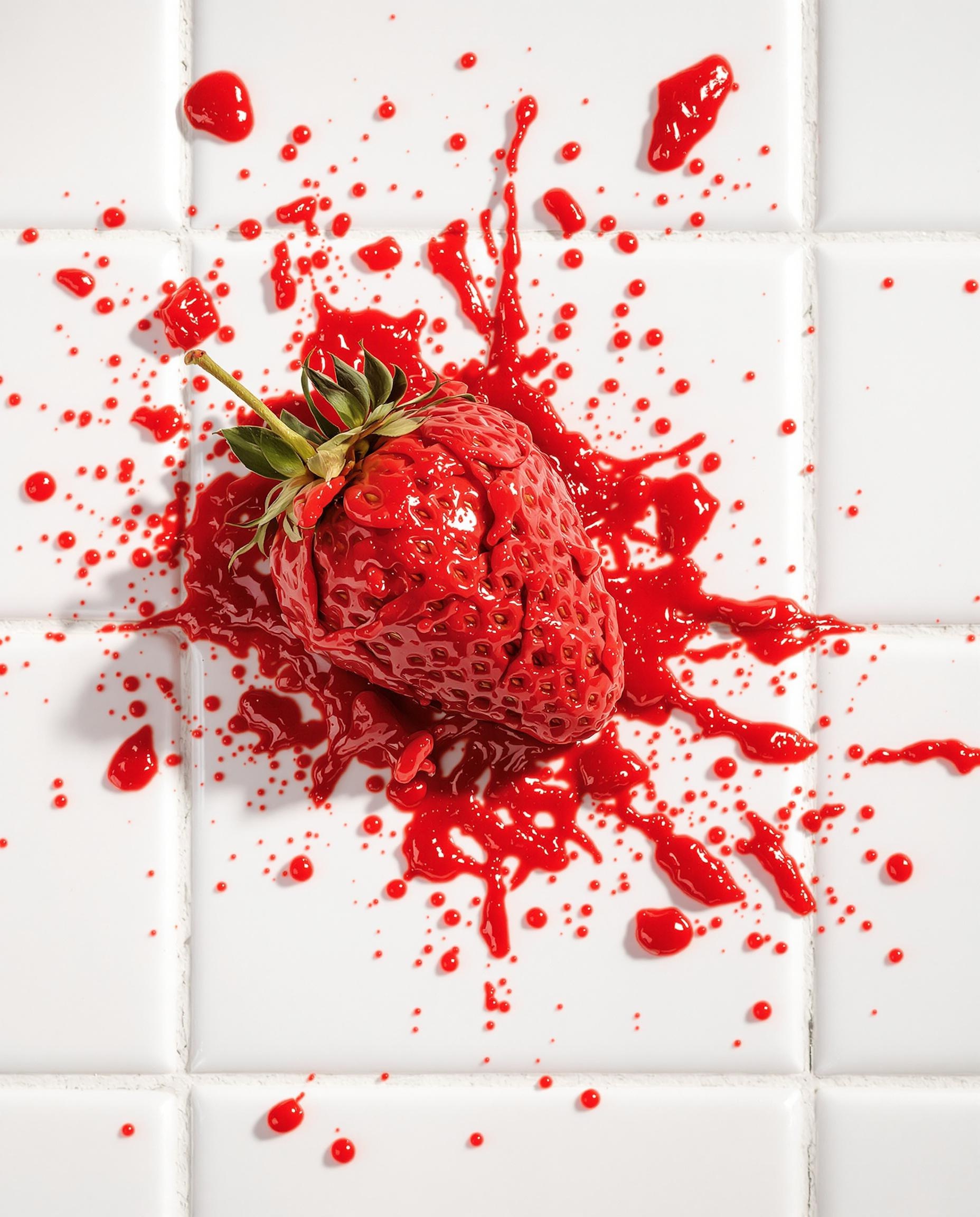 Smashed Red Strawberry Photo on Lummi