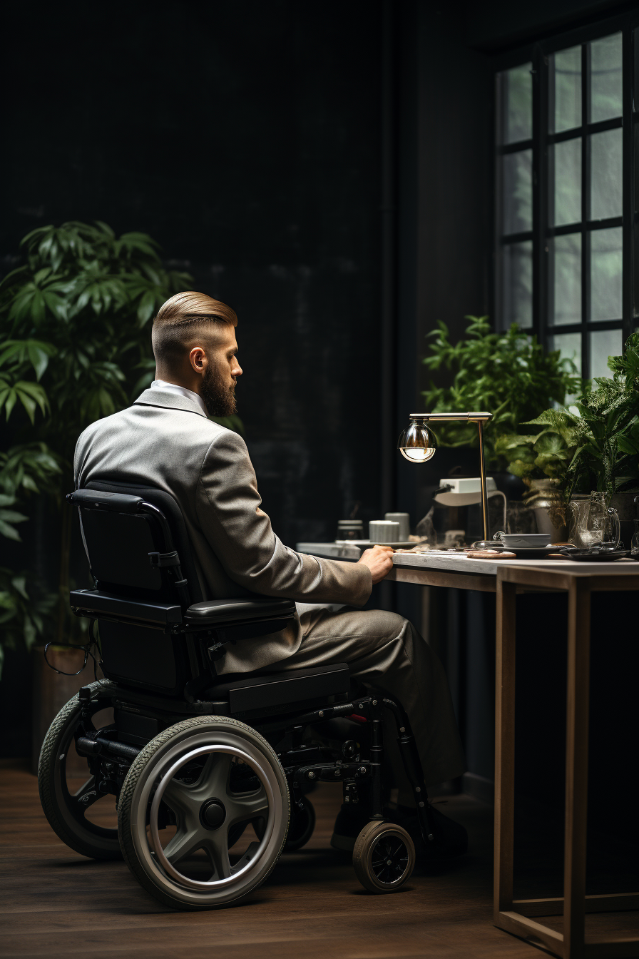 Thoughtful Professional in Modern Wheelchair Photo on Lummi