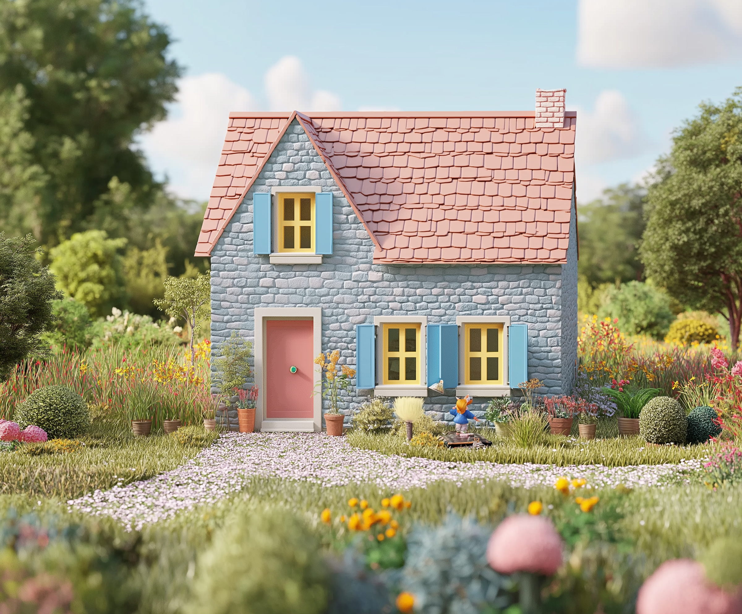 Lummi 3D - Quaint Stone House with Vibrant Garden