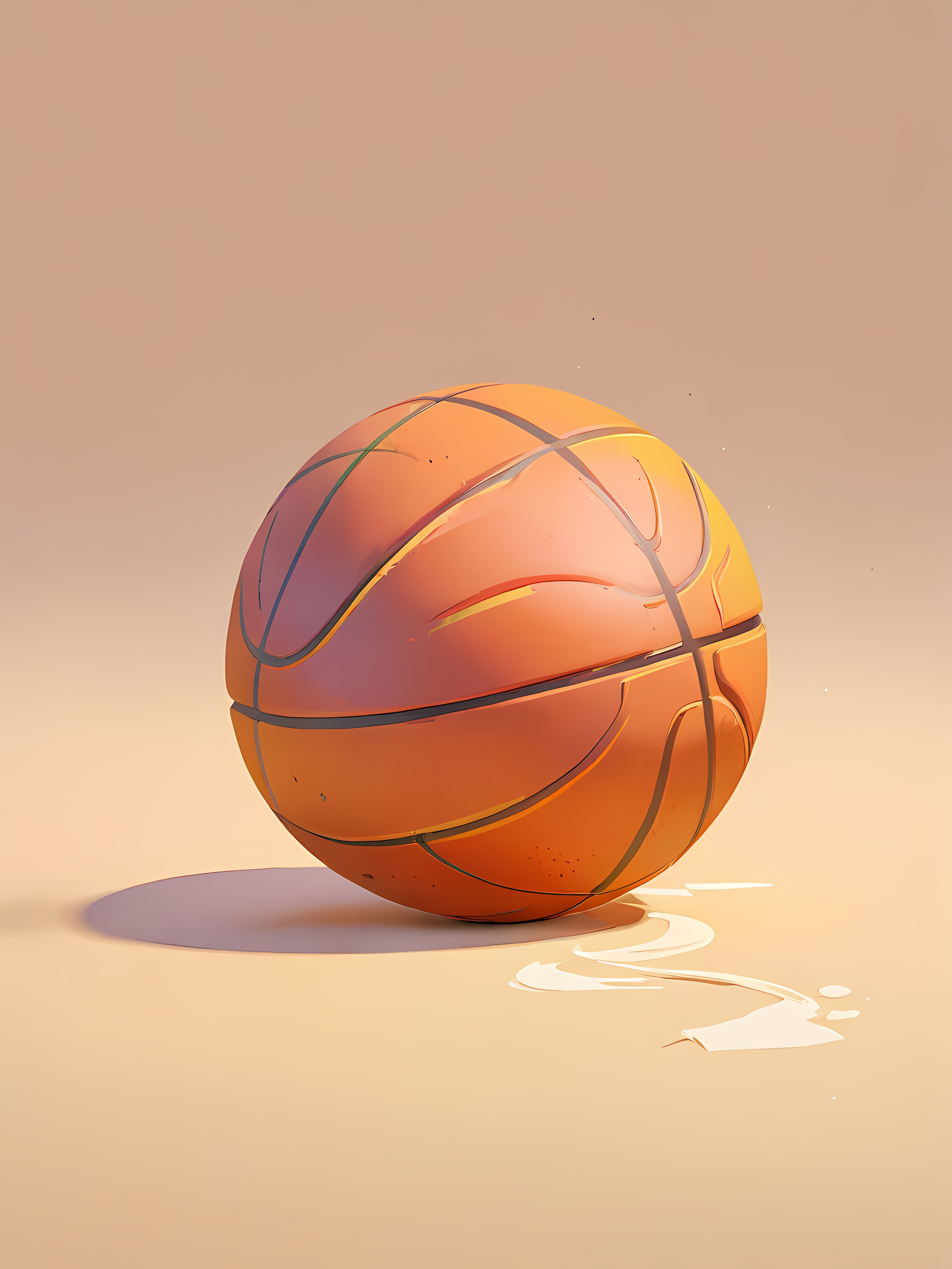 Basketball on Beige 3D Image on Lummi