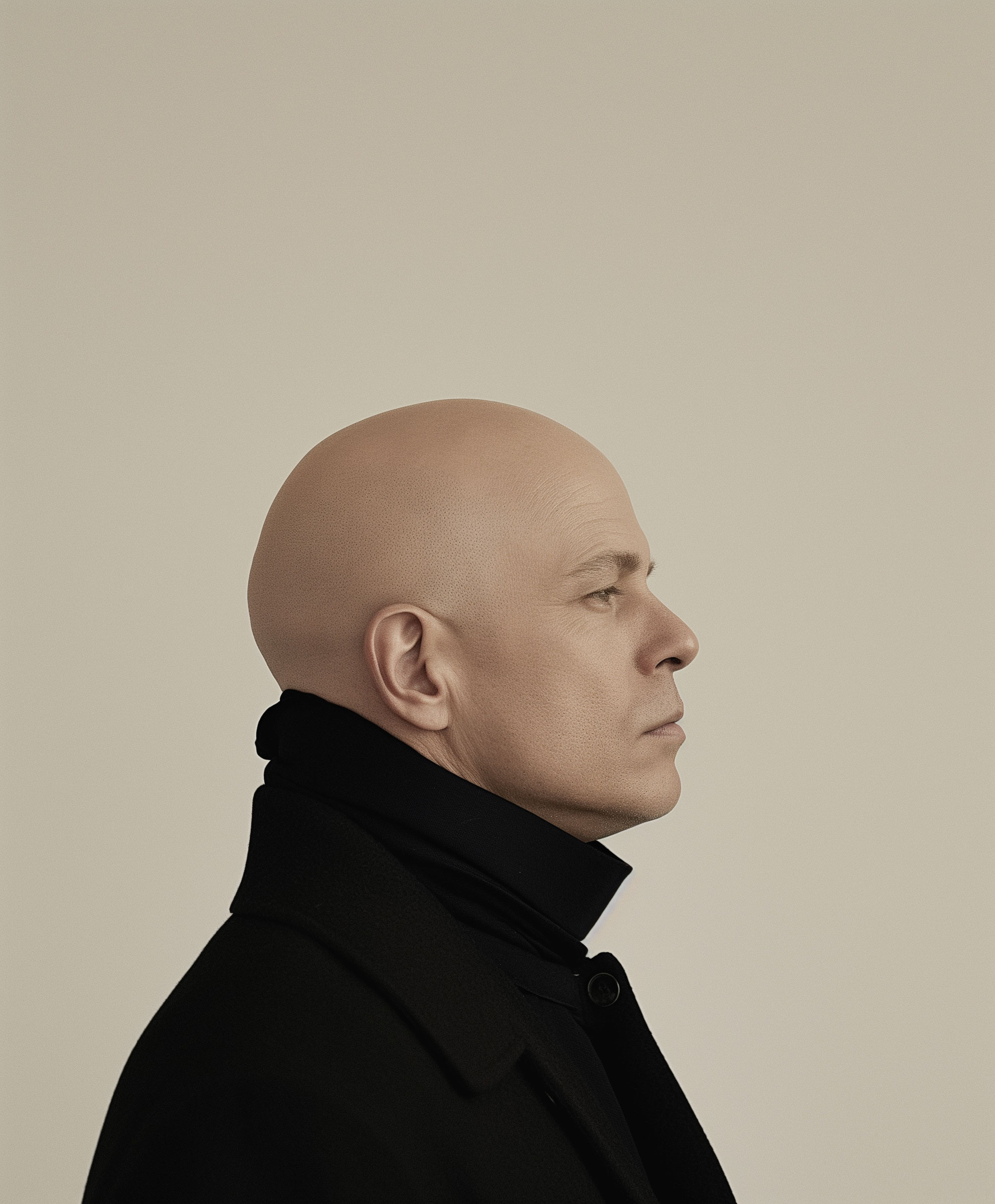 Contemplative Bald Man Portrait Photo on Lummi