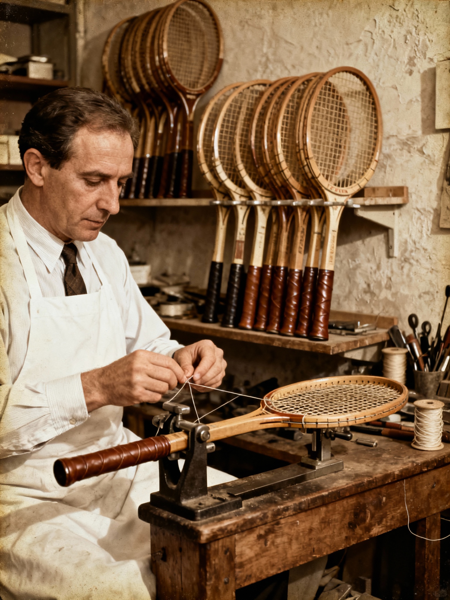 Craftsman Stringing Racket Photo on Lummi