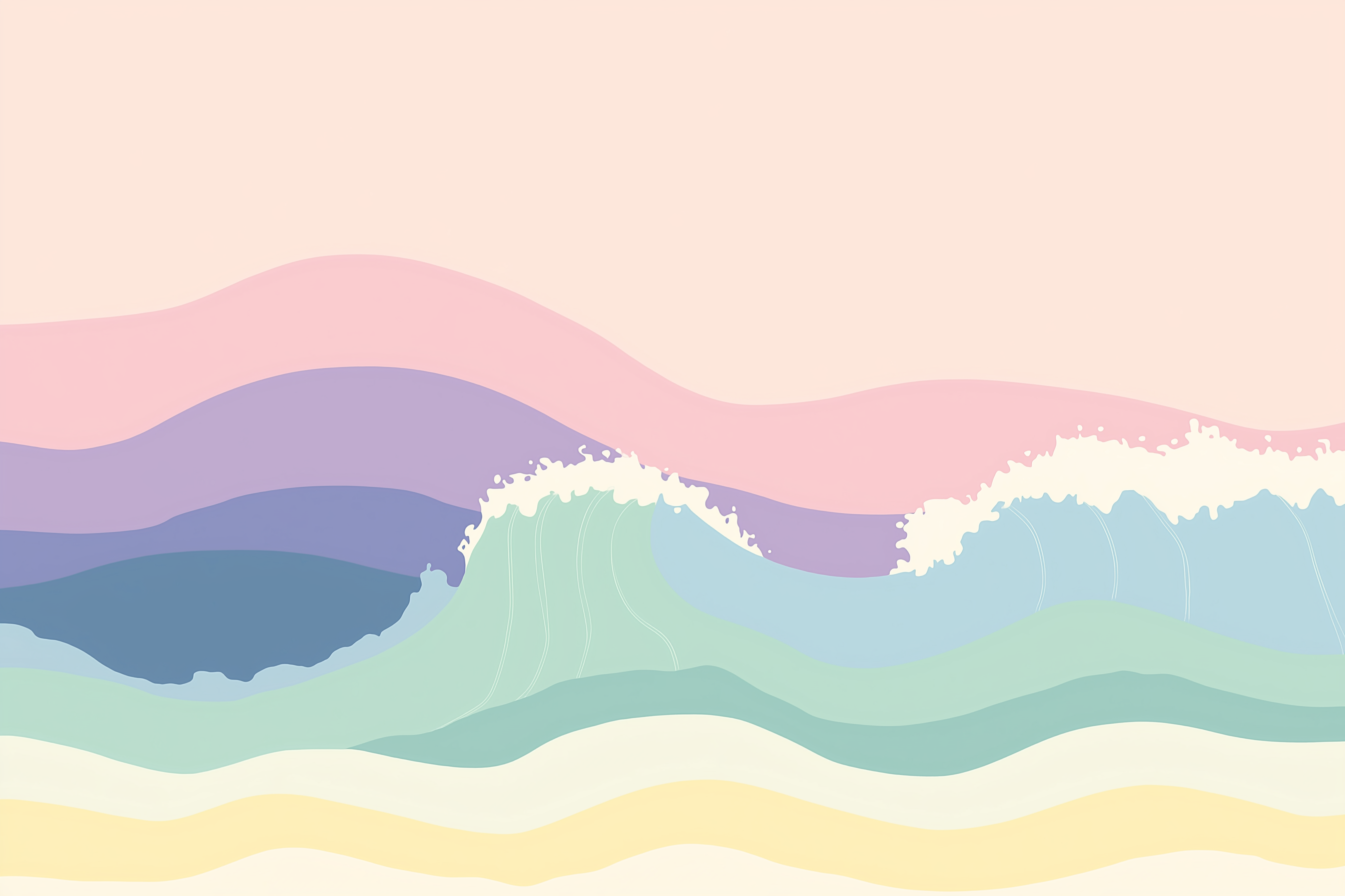 Pastel Ocean Waves Illustration on Lummi