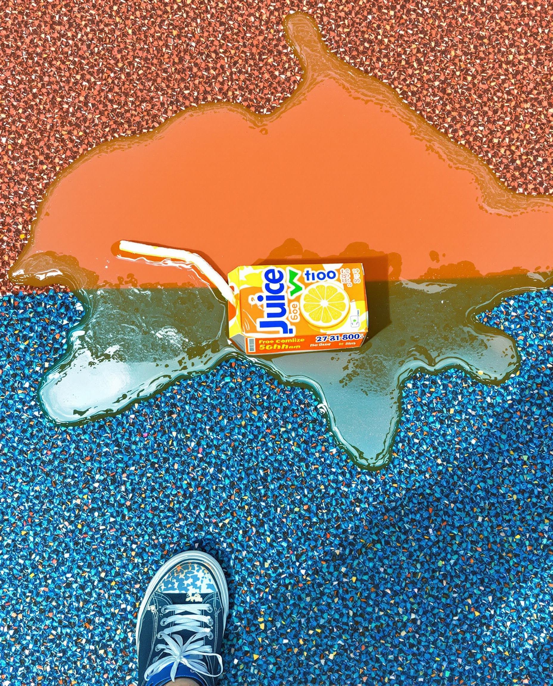 Spilled Orange Juice Scene Photo on Lummi