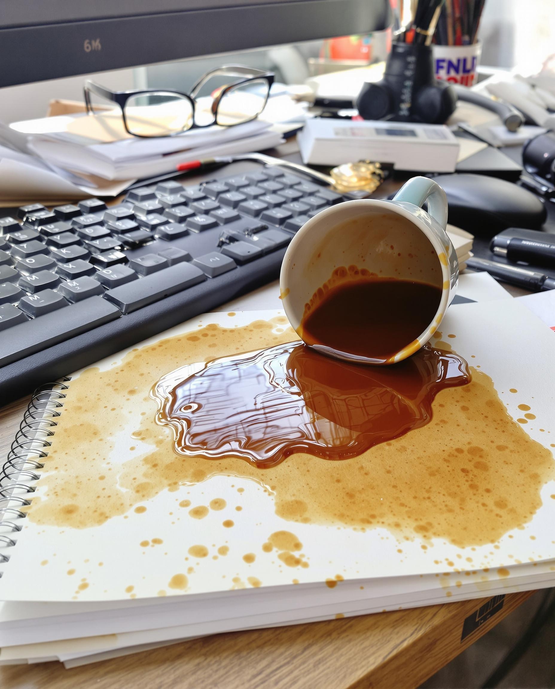 Workspace Coffee Spill Photo on Lummi