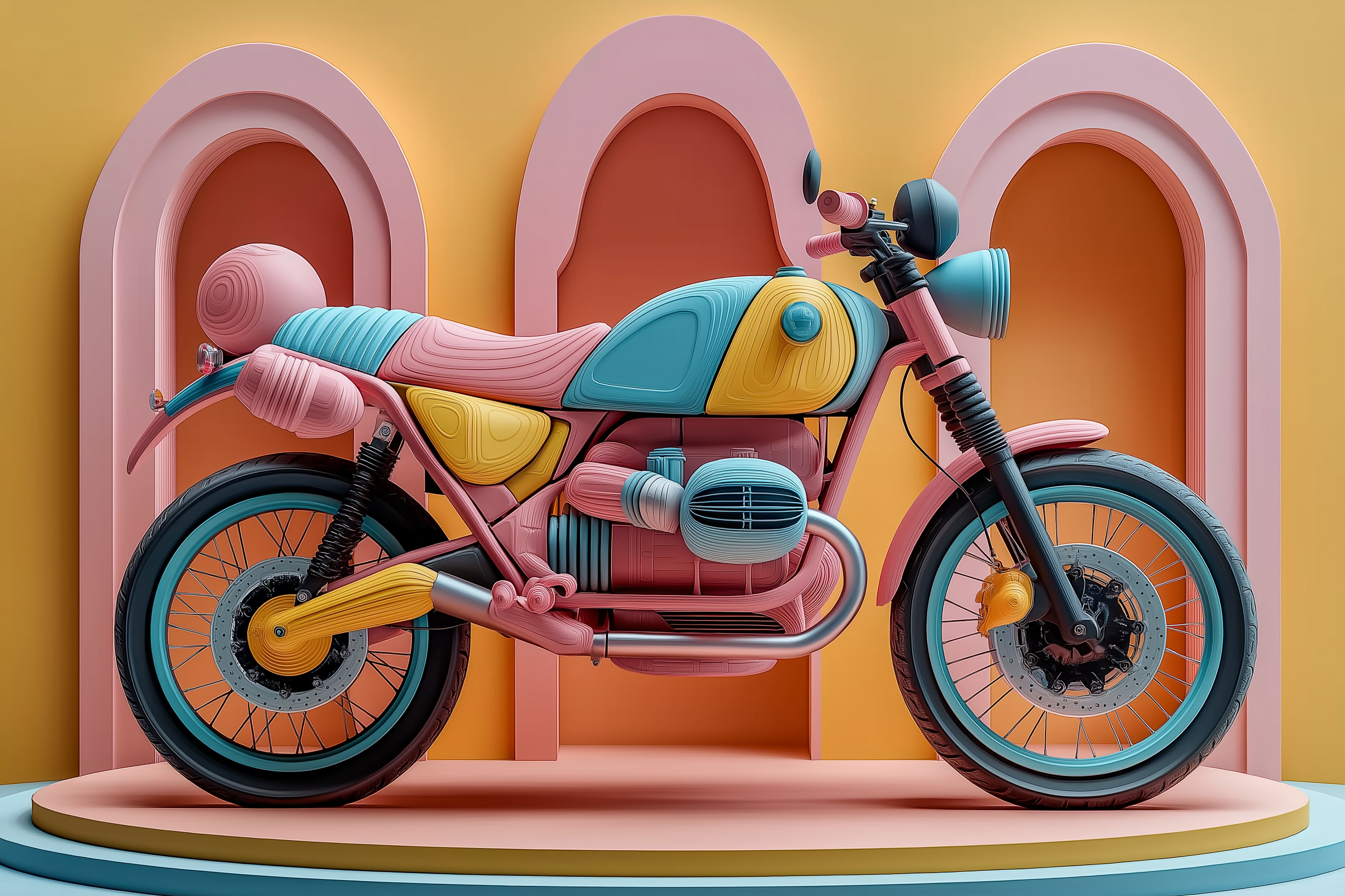 Stylized Motorcycle Art Illustration on Lummi
