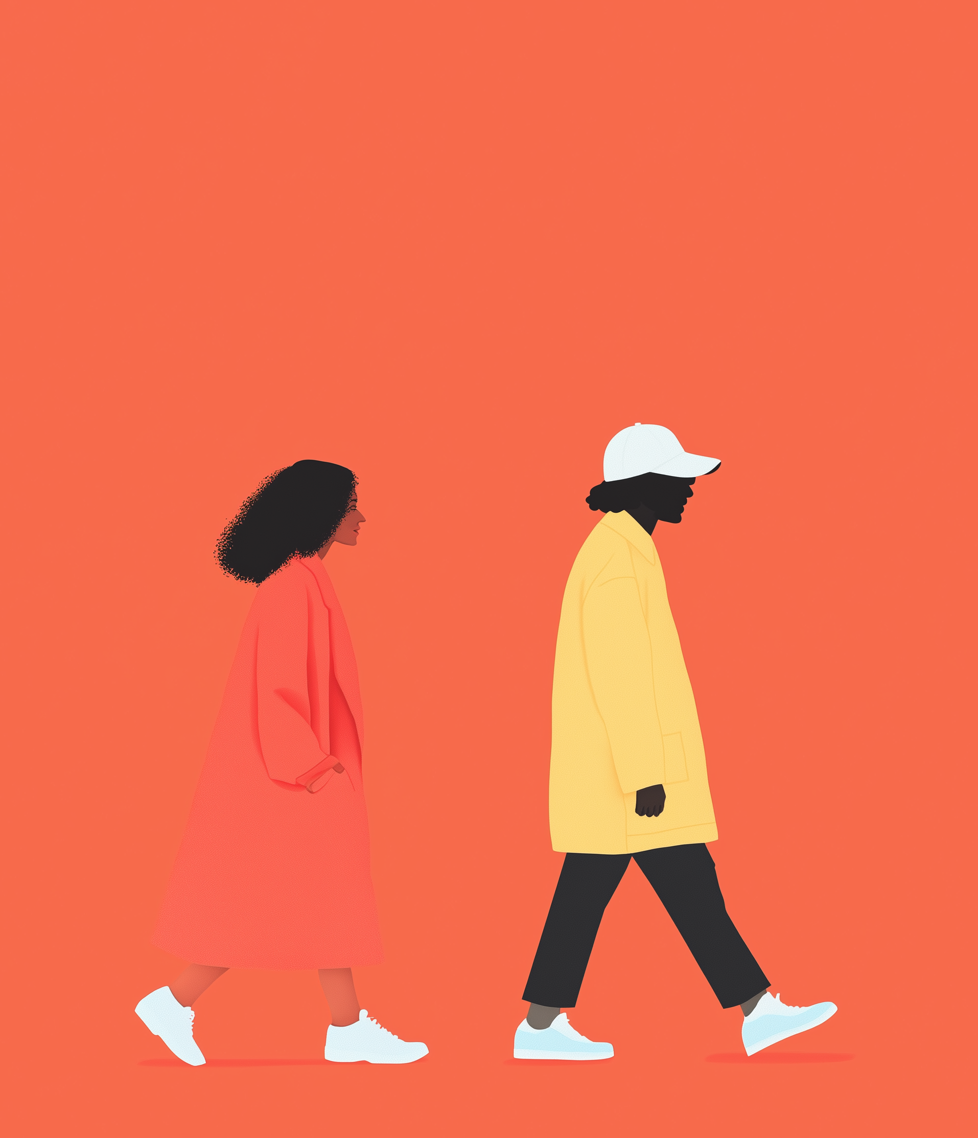 Passing Strangers in Stylistic Minimalism Illustration on Lummi