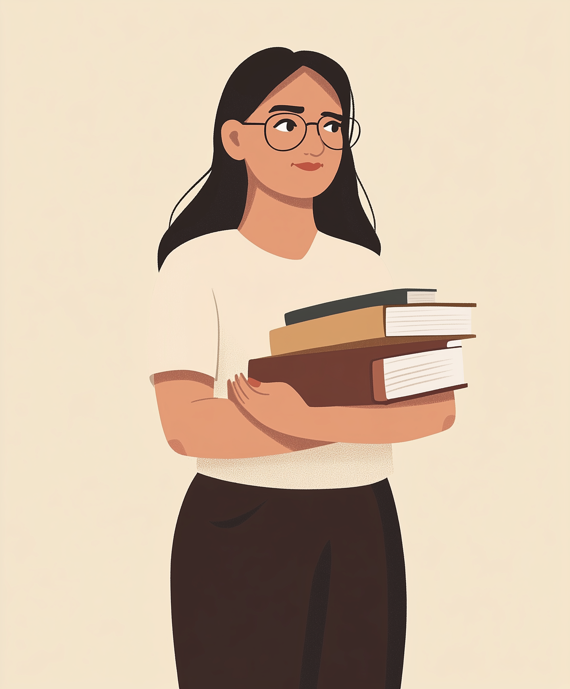 Studious Young Woman with Books Illustration on Lummi