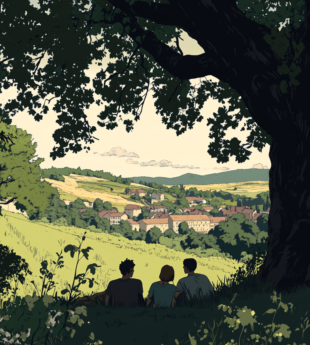 Serene Landscape with Friends Illustration on Lummi