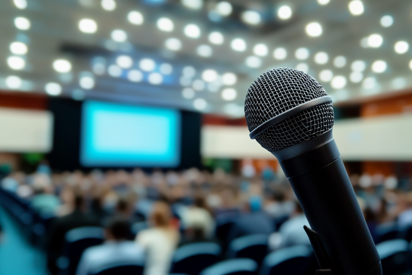Conference Hall Microphone Focus Photo on Lummi