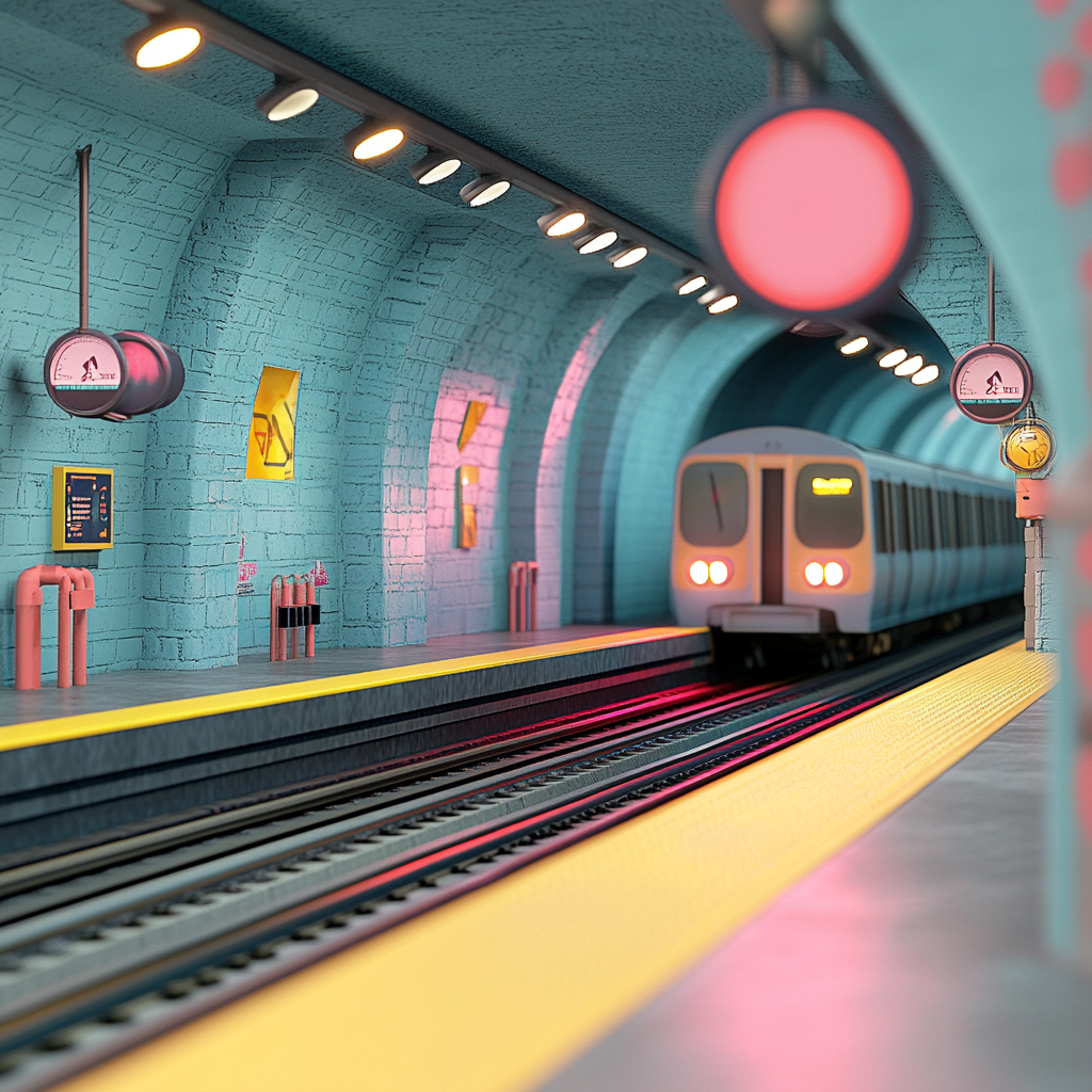 Vibrant Underground Subway Station Illustration on Lummi