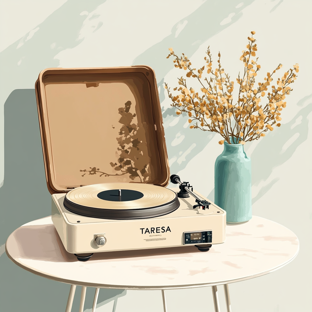 Retro Record Player with Modern Flair Illustration on Lummi
