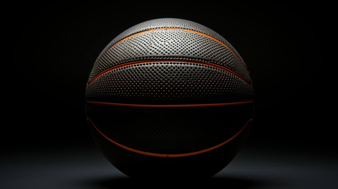 Dramatic Illuminated Basketball on Black Background Photo on Lummi