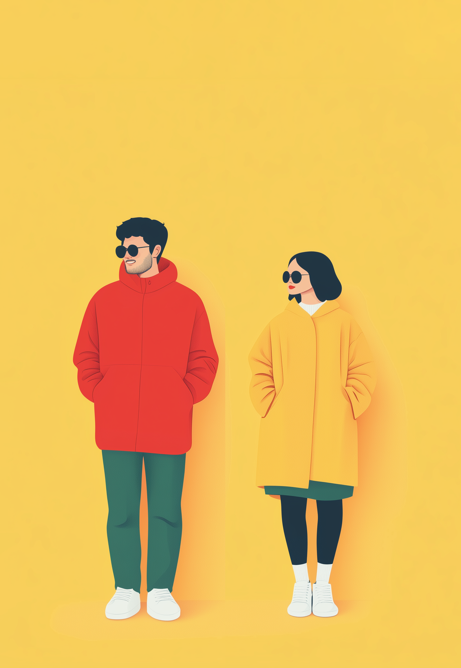 Stylized Characters with a Minimalistic Backdrop Illustration on Lummi