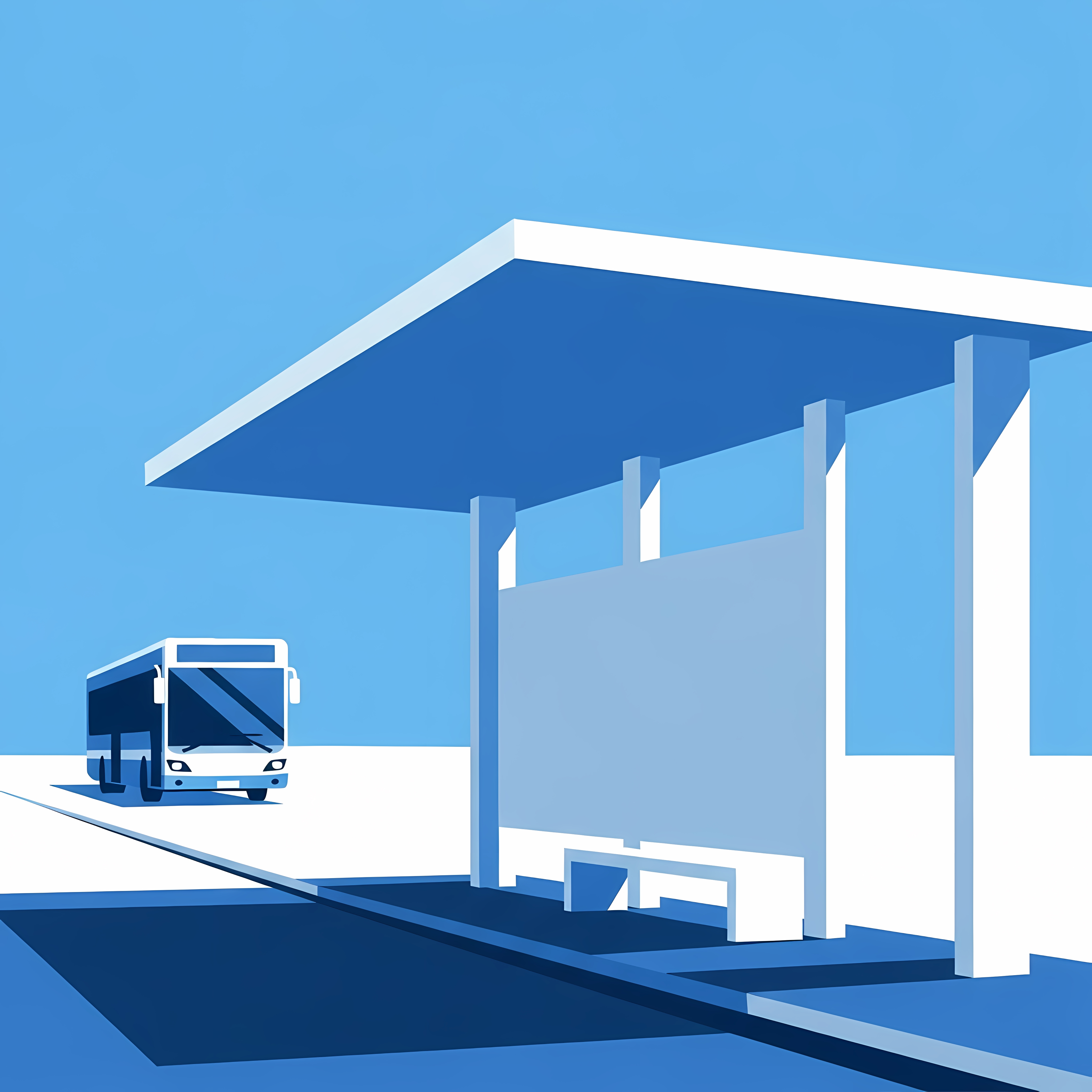 Minimalist Bus Stop Art Illustration on Lummi