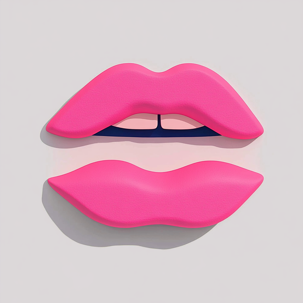 Stylized Pink Lips Art 3D Image on Lummi
