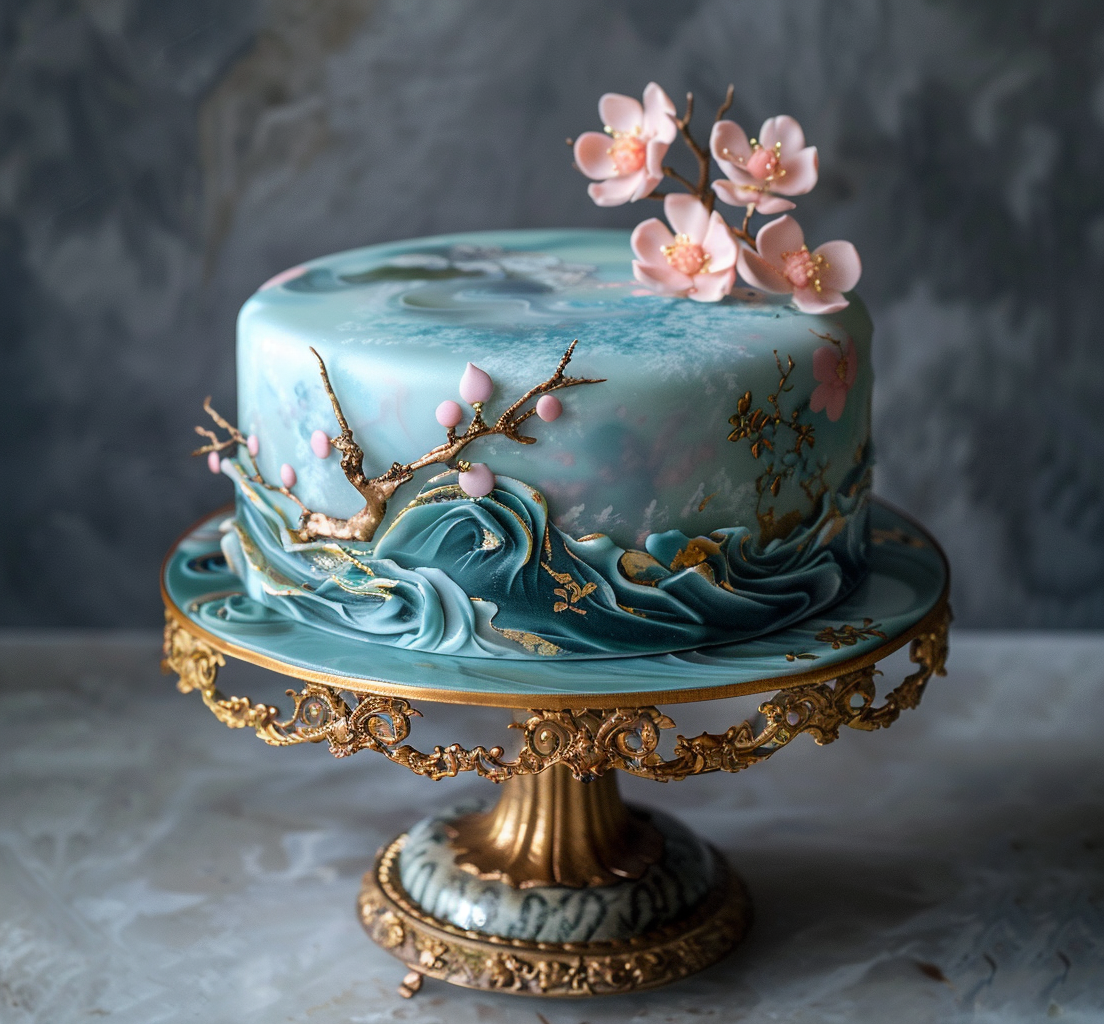 Lummi Photo - Elegant Cherry Blossom Themed Cake