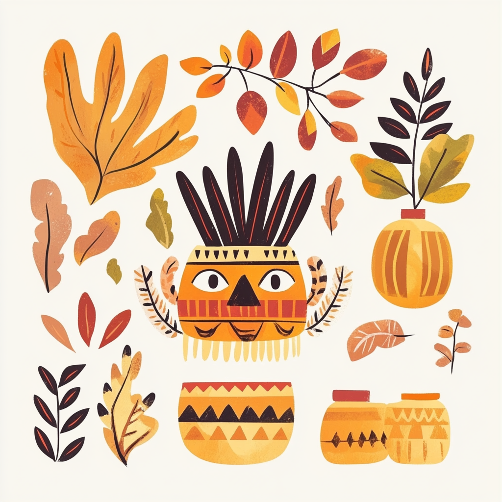 Autumn Tribal Mask Illustration Illustration on Lummi