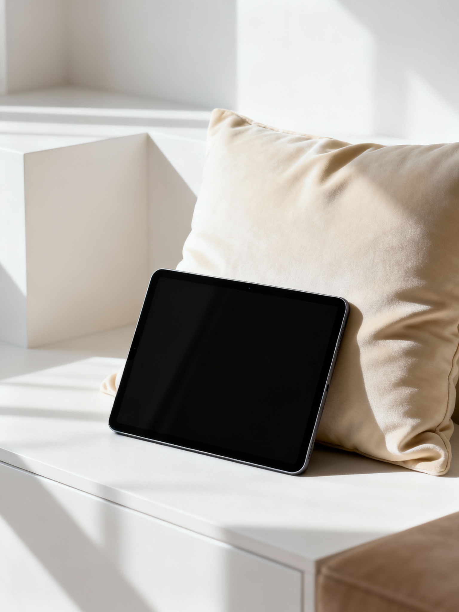 Tablet on Beige Pillow Photo on Lummi