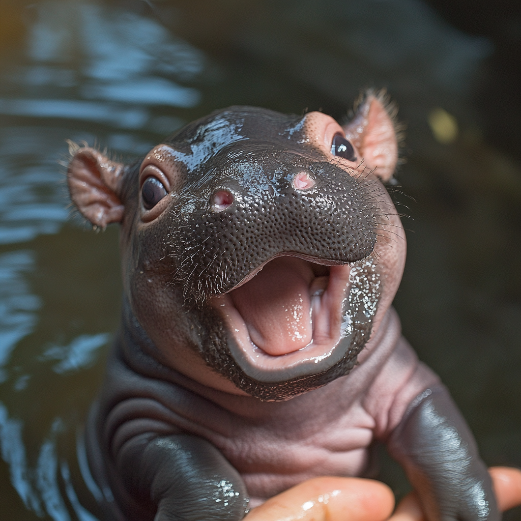Smiling Baby Hippopotamus Photo on Lummi