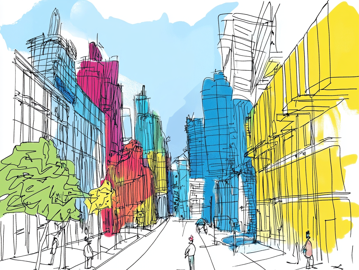 Colorful City Street Art Illustration on Lummi