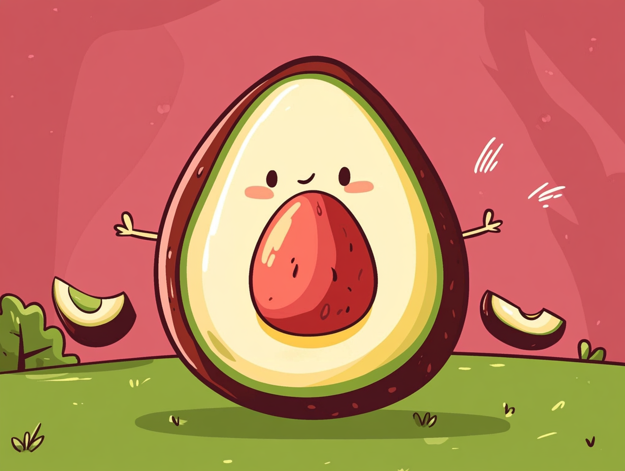 Cheerful Avocado Art Illustration on Lummi