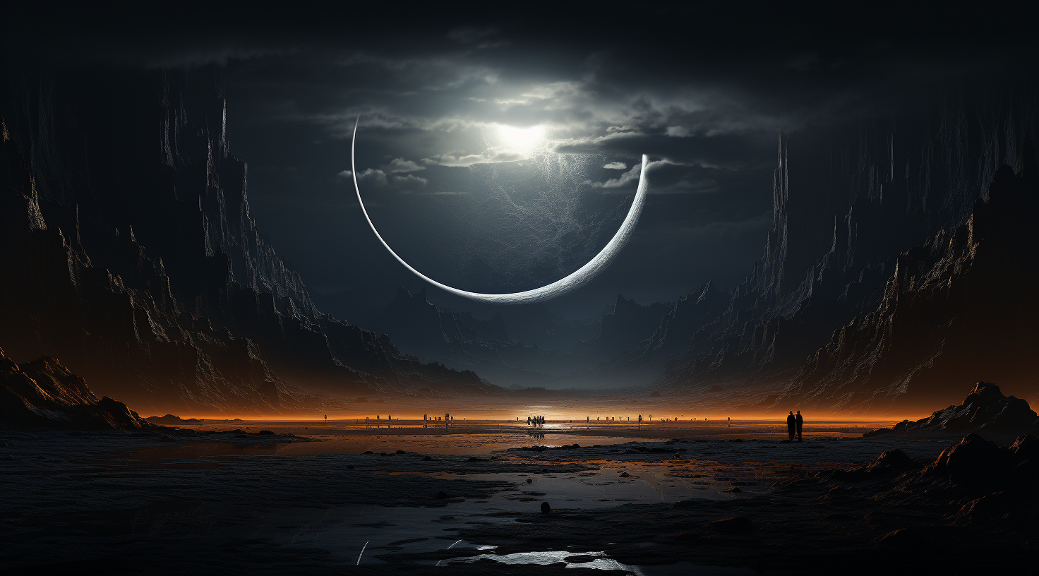 Lunar Pathway Amidst the Cliffs Illustration on Lummi