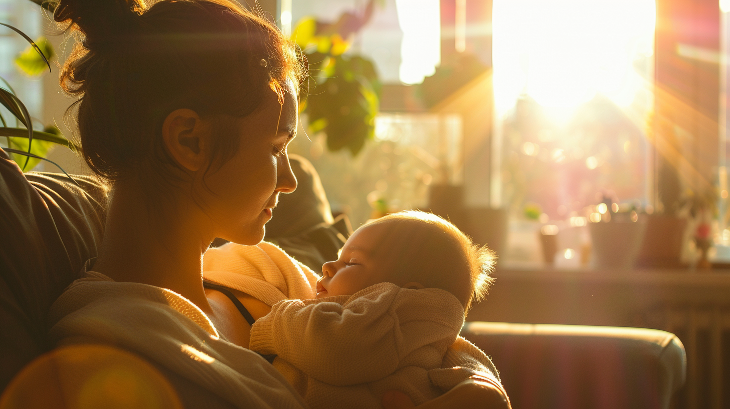 Mother and Infant in Golden Hour Photo on Lummi