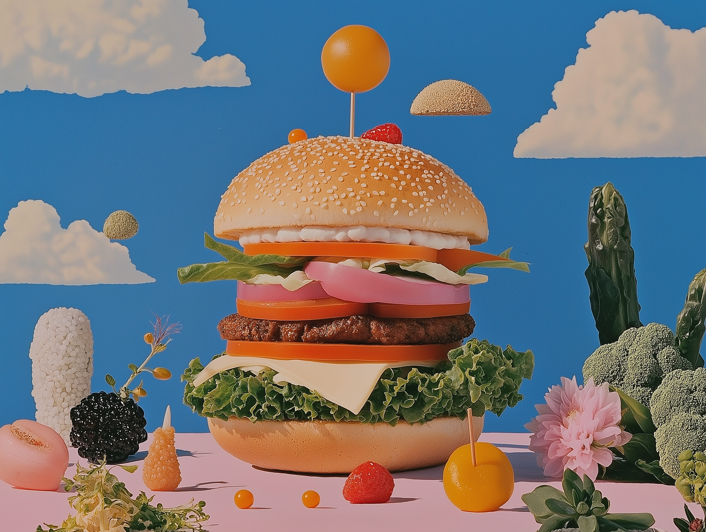 Colorful Surreal Burger Composition Photo on Lummi