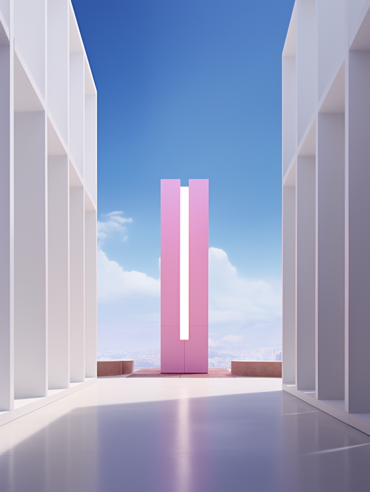 Futuristic Serenity with Pink Monolith Photo on Lummi
