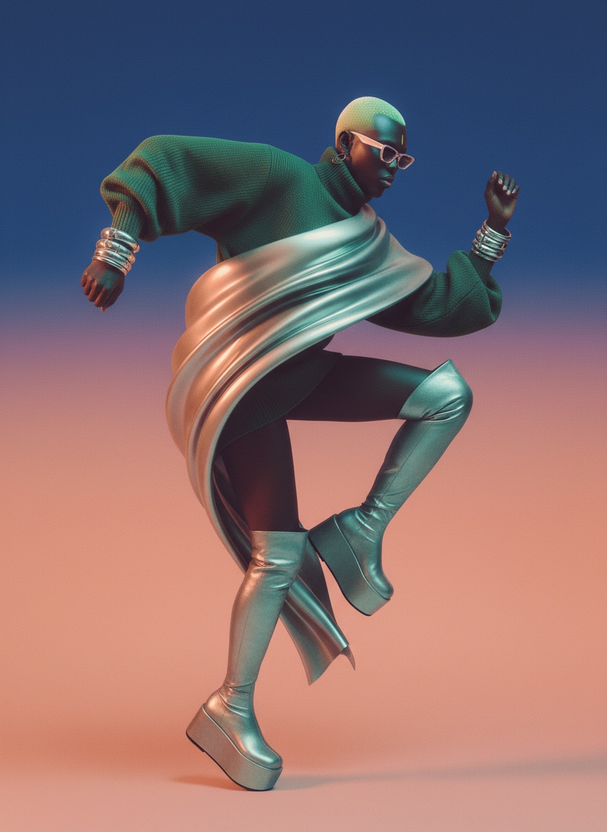 Futuristic Fashion Pose Photo on Lummi